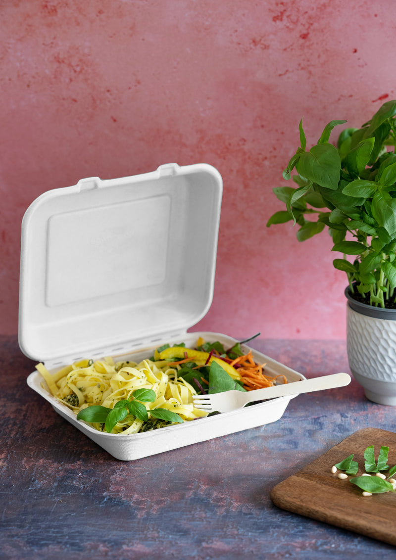 Nourish Moulded Fibre Clamshell Food Box 9 x 8" – Bidfood Catering Supplies