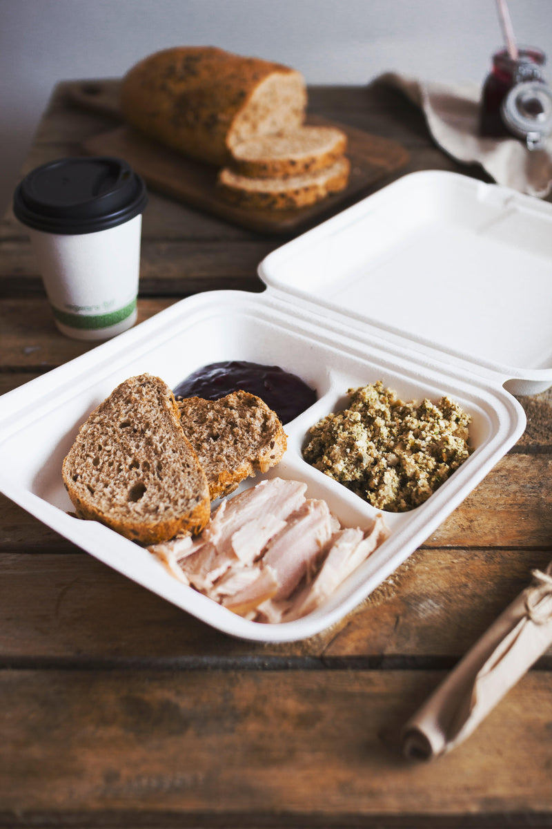 Nourish Moulded Fibre 3 Compartment Clamshell Food Box 9x9" – Bidfood ...